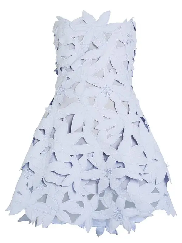 Simkhai Miri Floral Cutwork Woven Mini Dress - Light Blue