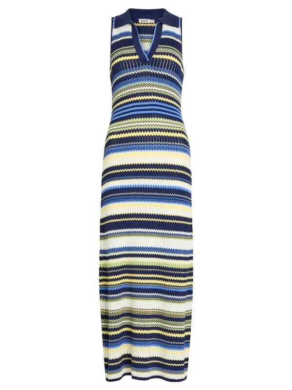 Simkhai Kerrin Chevron Knit Midi Dress - Navy