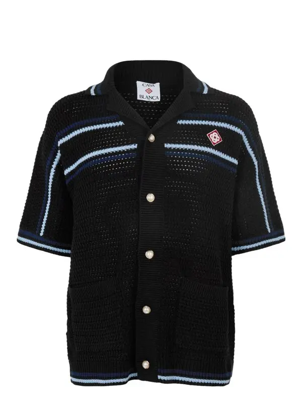 Casablanca Crochet Shirt With Striped Details - Black