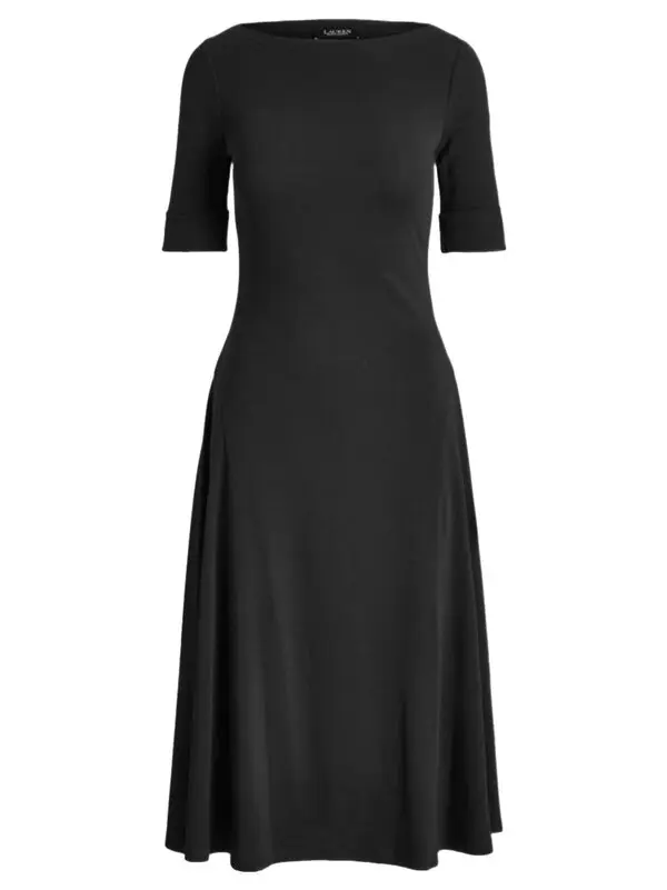 Ralph Lauren Boat Neck Knit Midi Dress - Black