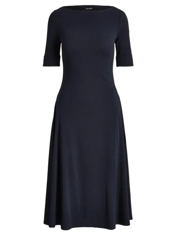 Ralph Lauren Boat Neck Knit Midi Dress - Black