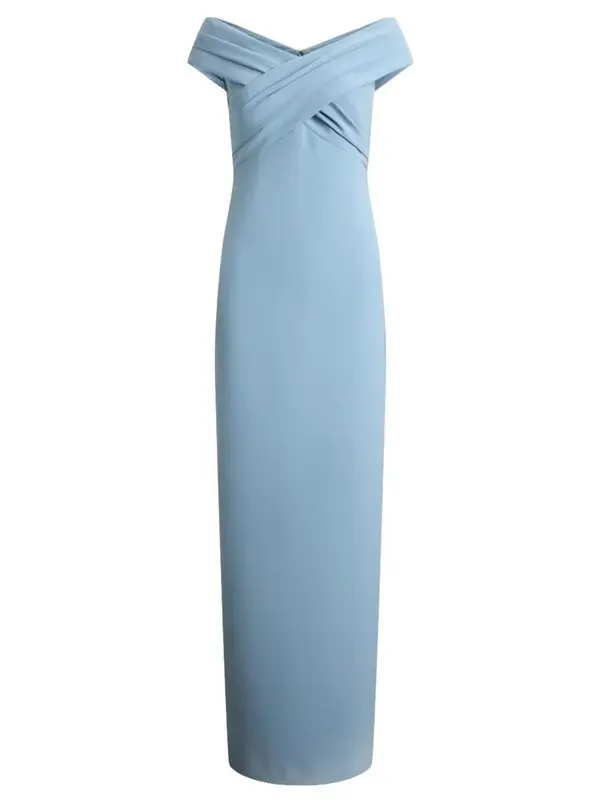 Ralph Lauren Pleated V-neck Gown - Blue