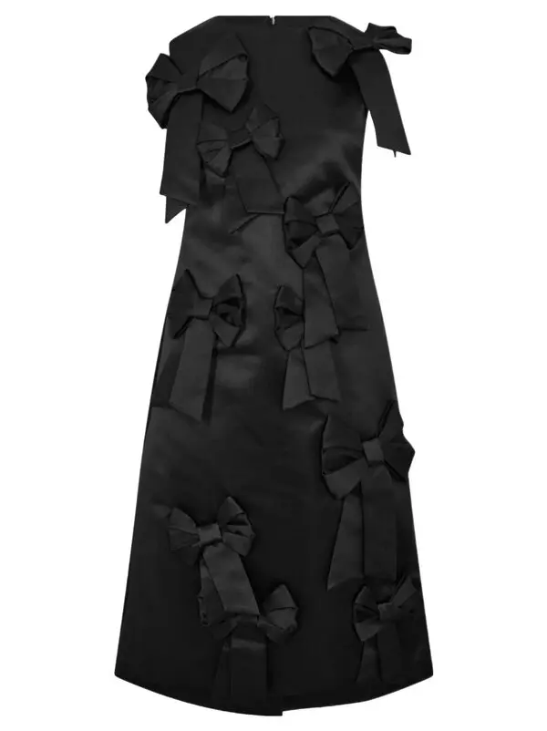 GANNI Sleeveless Bow Appliqué Dress - Black