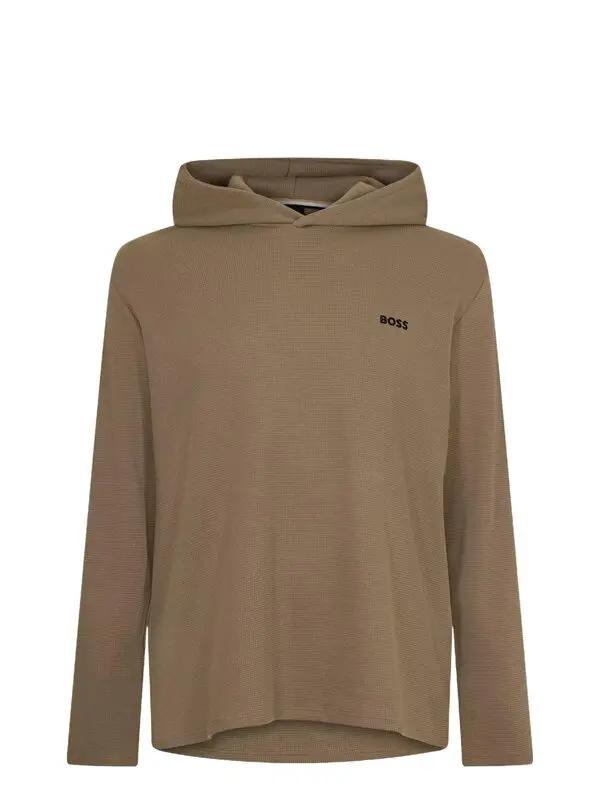 Hugo Boss Bw Waffle Hoodie - Brown