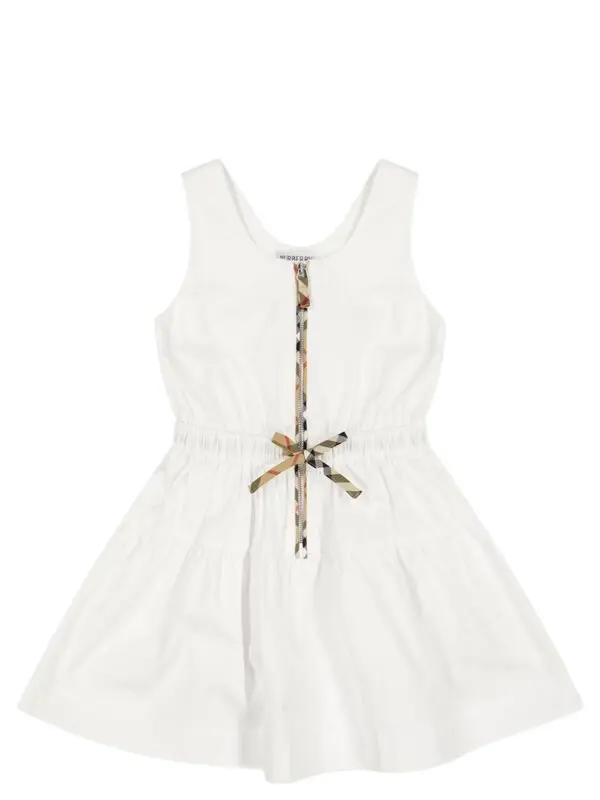 Burberry Sleeveless Dress With Check Detail - White