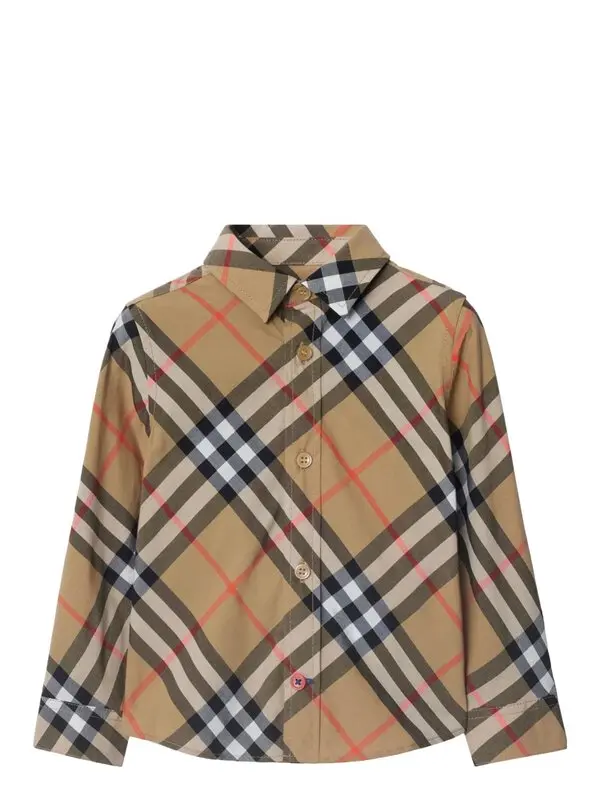 Burberry Plaid Long Sleeve Shirt - Nude