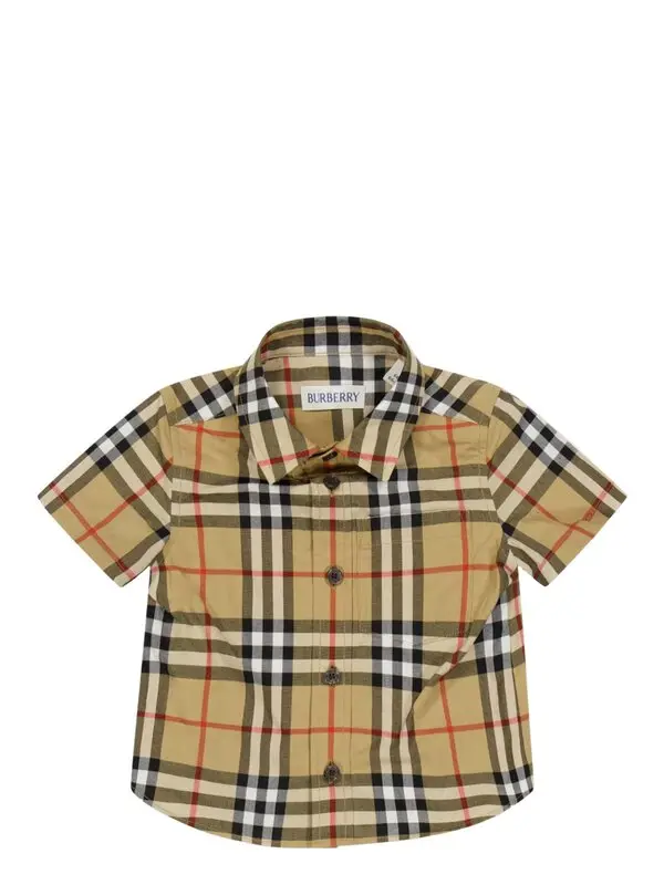 Burberry Plaid Short Sleeve Shirt - Nude