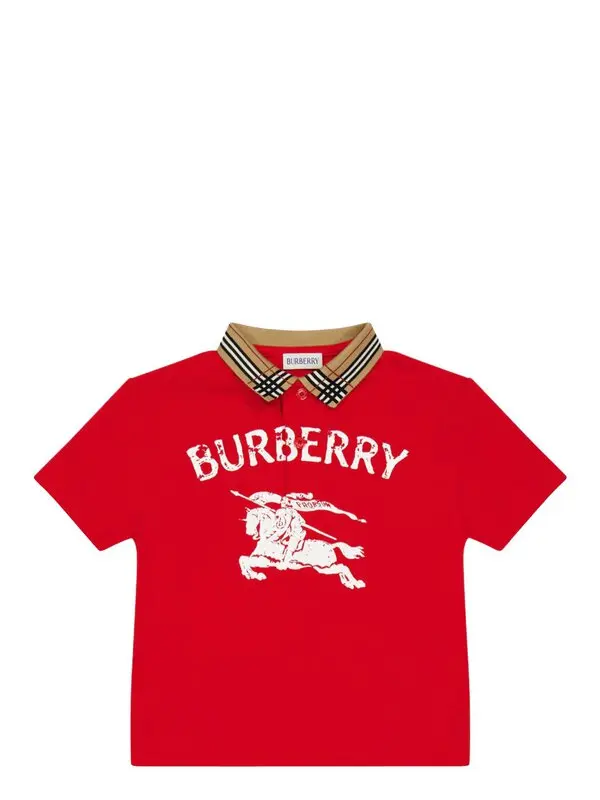 Burberry Plaid Collar Polo Shirt - Red