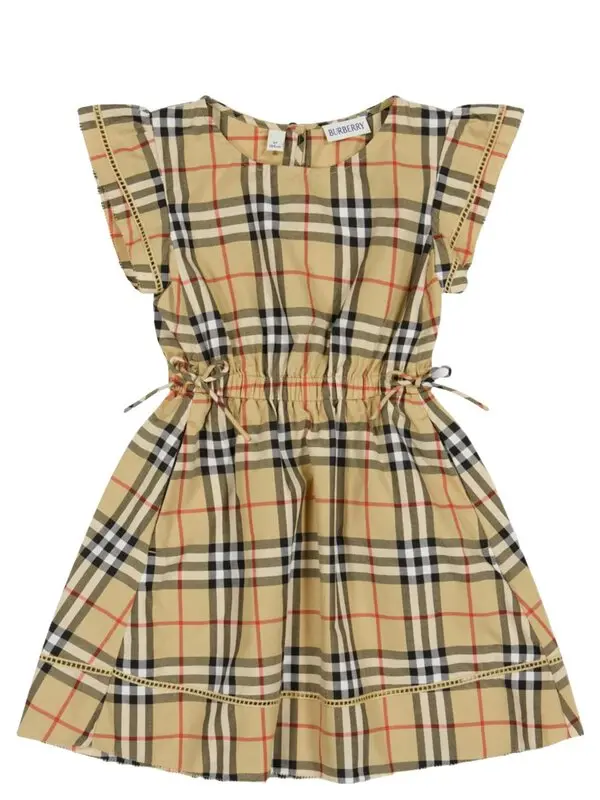 Burberry Plaid Shirt Dress With Drawstring Waist - Nude
