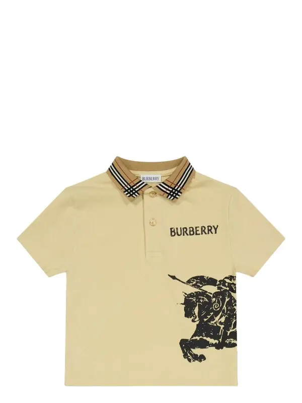 Burberry Plaid Collar Polo Shirt - Nude