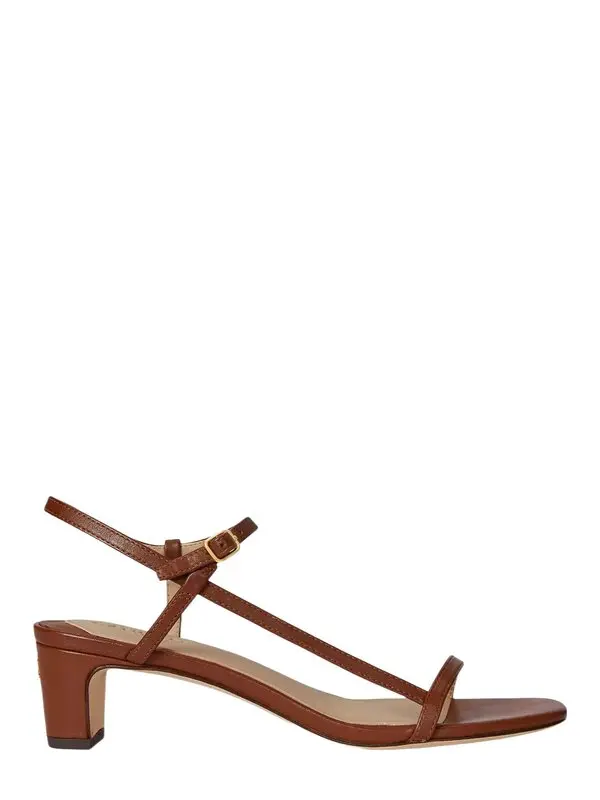 Ralph Lauren Lainee Real Leather Heeled Sandals - Brown