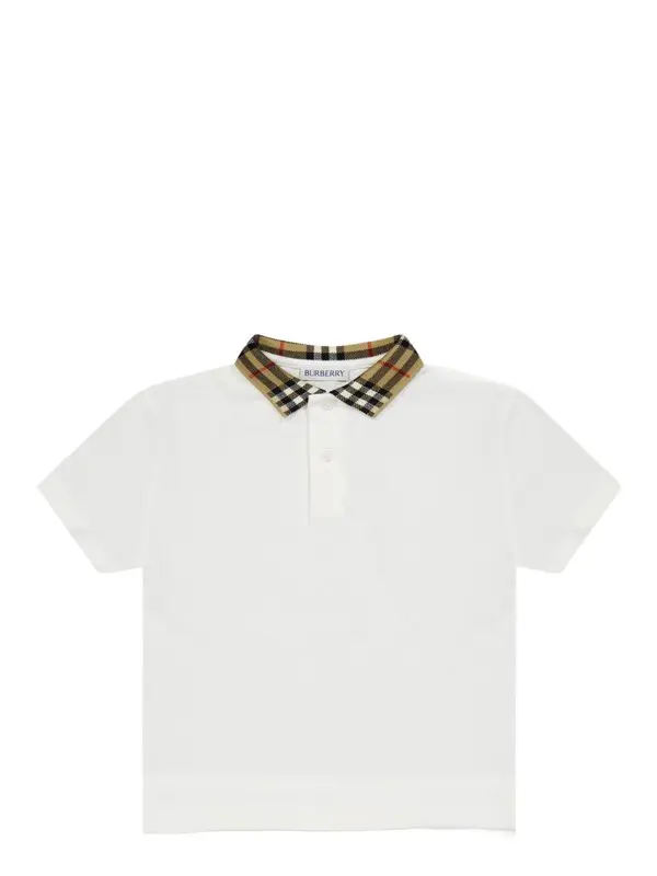 Burberry Plaid Collar Polo Shirt - White