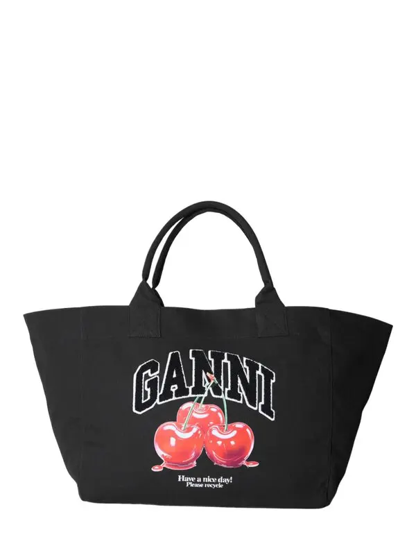 GANNI Extra Large Logo Tote Bag - Black
