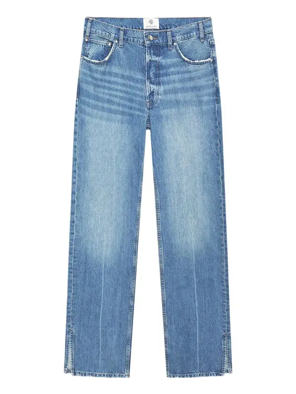 ANINE BING Roy Logo Patch High-rise Jeans - Blue