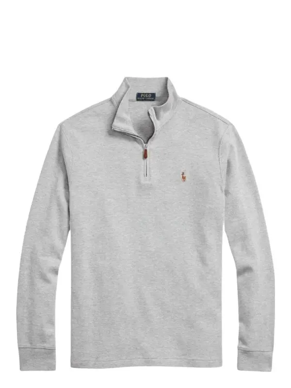 Polo Ralph Lauren Quarter Zip Sweater With Embroidered Logo - Gray