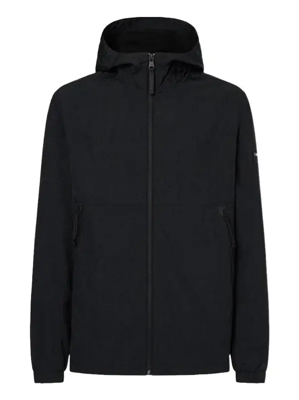 Calvin Klein Hooded Zip-up Casual Jacket With Logo Badge - Black