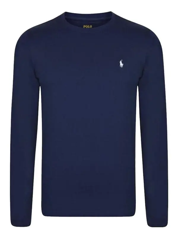Polo Ralph Lauren Navy Long-sleeved Round-collar T-shirt - Blue