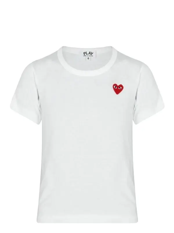 Play Comme Des Garcon Crewneck Short Sleeve T-shirt With Heart Logo - White