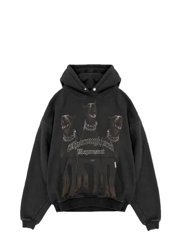 REPRESENT Hooded Long-sleeved Hoodie - Black