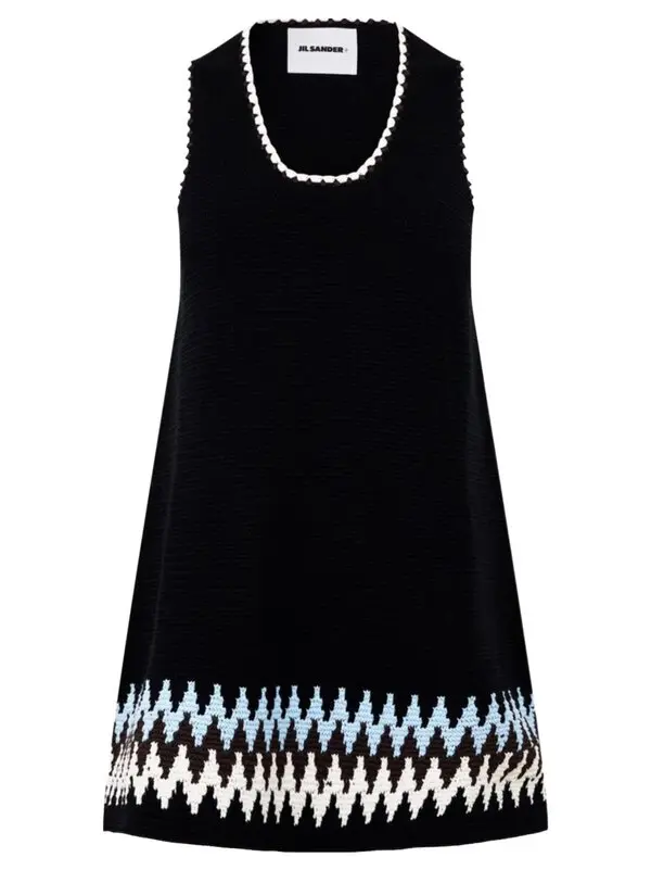 JIL SANDER Intarsia Knit Mini Dress - Black