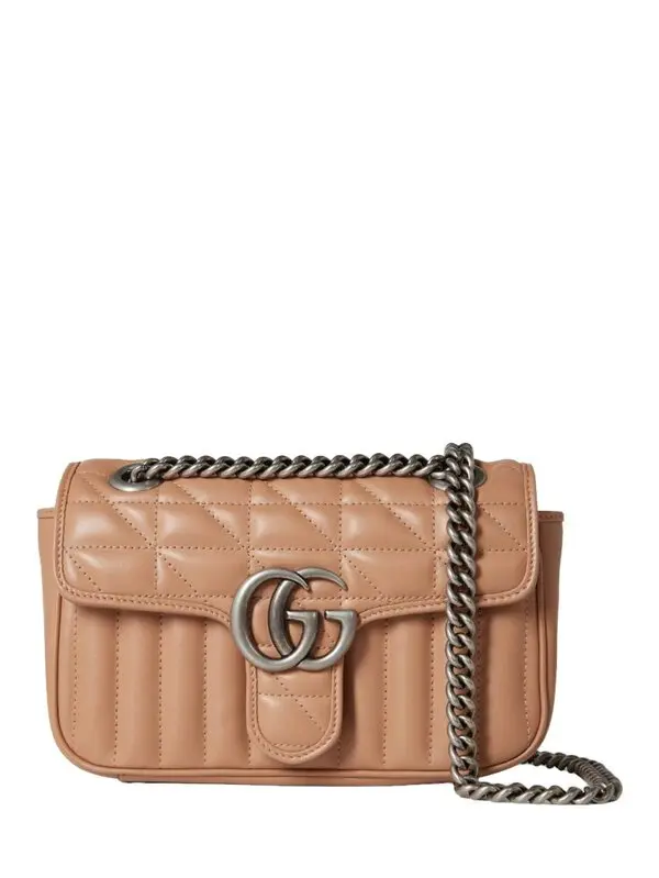 Gucci Quilted Logo Shoulder Bag - Brown