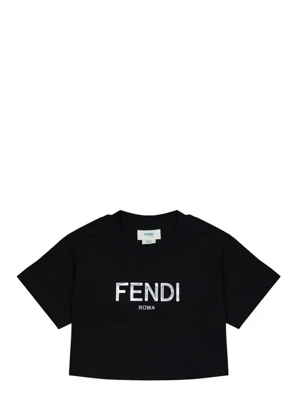 Fendi Midriff-baring Logo T-shirt - Black