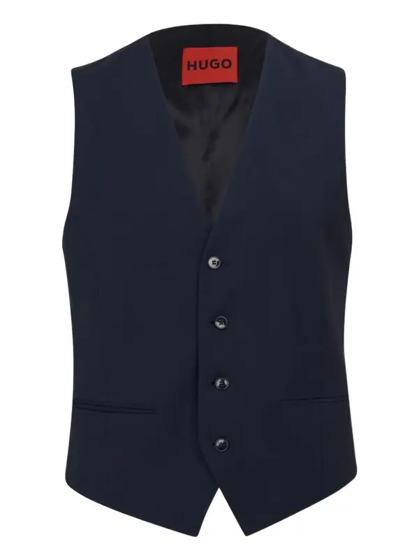Hugo Boss Slim-fit Wool Blend Formal Waistcoat - Black
