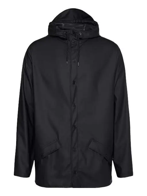 Rains Long-sleeved Hooded Raincoat - Black