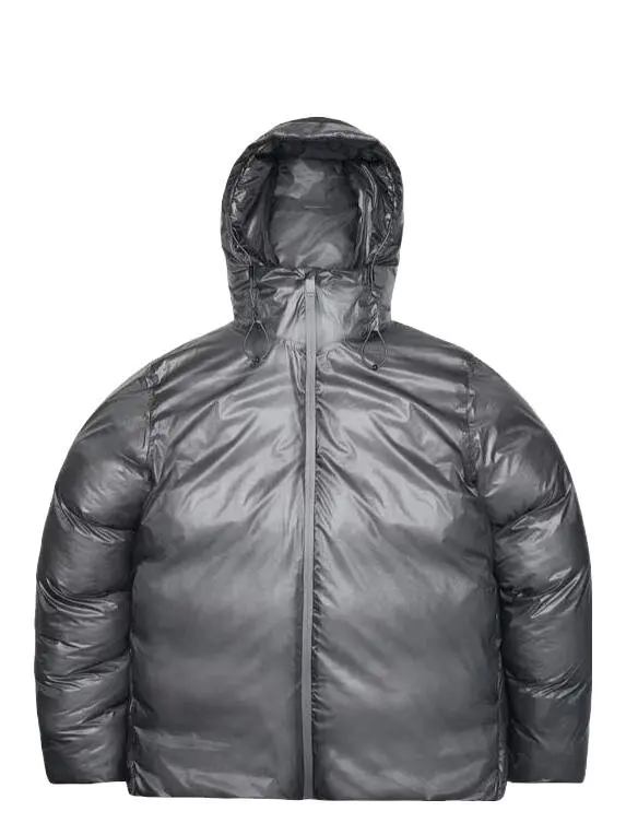 Rains Zip-up Hooded Down Jacket With Quilted Detailing - Gray
