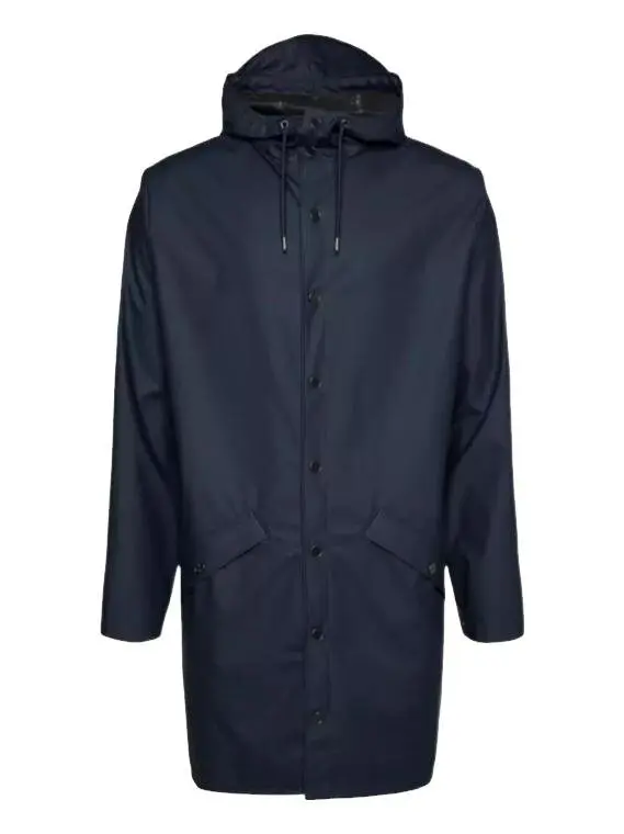 Rains Long-sleeved Hooded Raincoat - Black