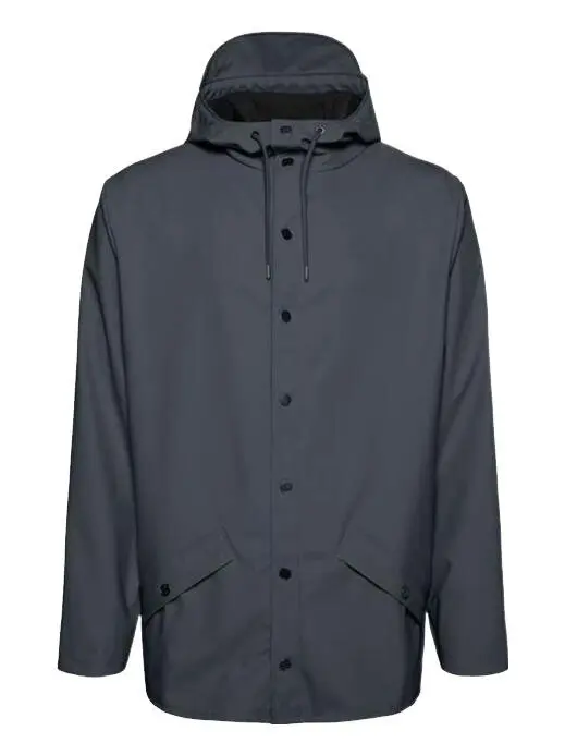 Rains Hooded Long-sleeved Raincoat - Black
