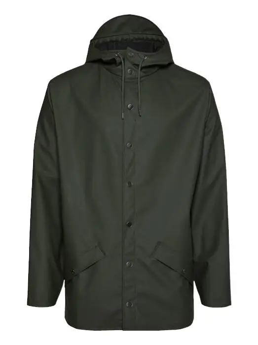 Rains Hooded Long-sleeved Raincoat - Black
