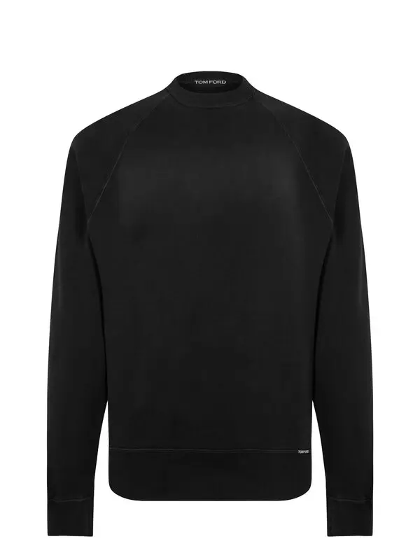 TOM FORD Plain Cotton Crew Sweatshirt - Black
