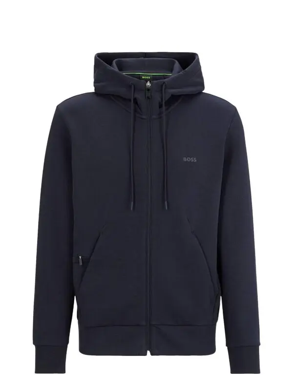 Hugo Boss Boss Full-zip Hoodie With Drawstring Hood - Black