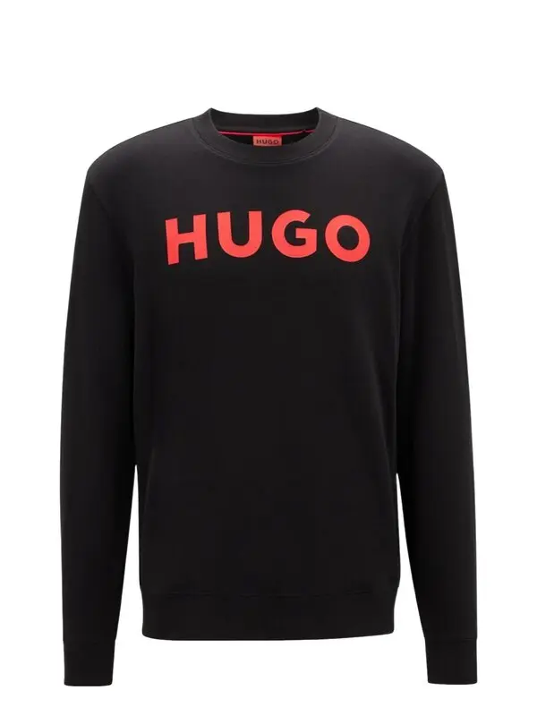 Hugo Boss Crew Neck Sweatshirt With Contrast Logo - Black