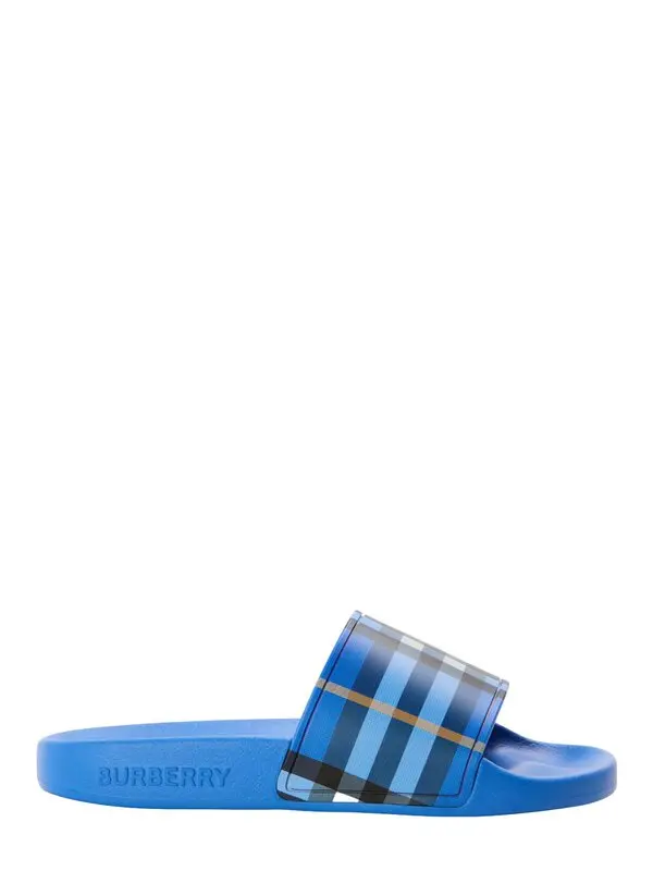 Burberry Checked Pool Slides - Blue