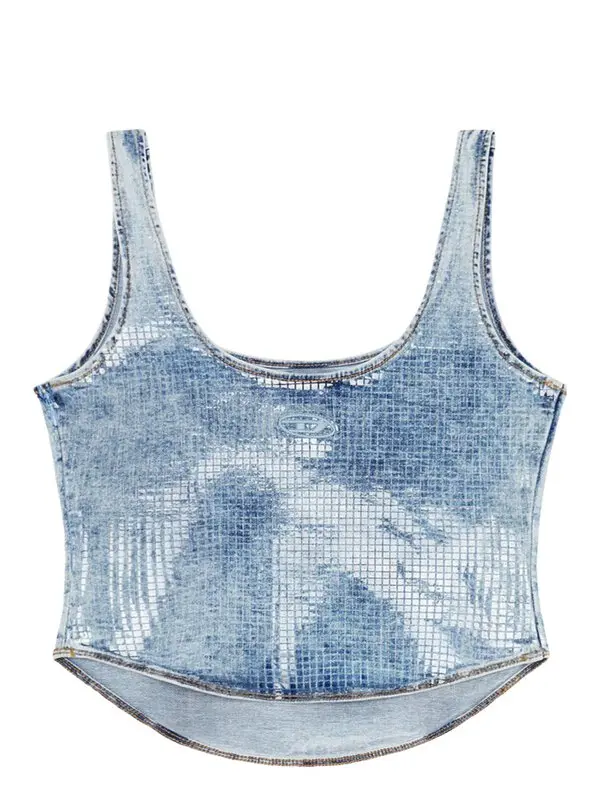 DIESEL® Sequin Cropped Denim Vest - Blue