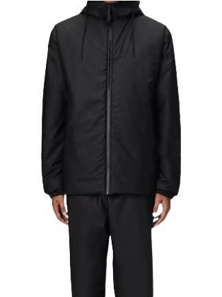 Rains Zipper Hooded Cotton Jacket - Black