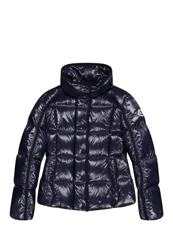 Moncler Quilted Down Jacket With Logo Detail - Black