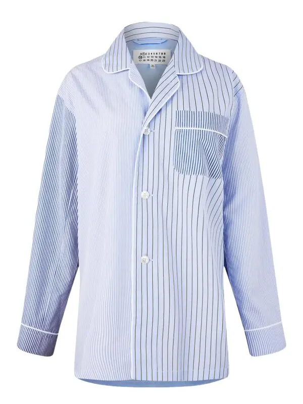 MAISON MARGIELA Striped Lapel Collar Shirt - Blue