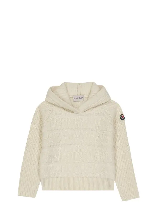 Moncler Logo Hooded Sweater - Nude