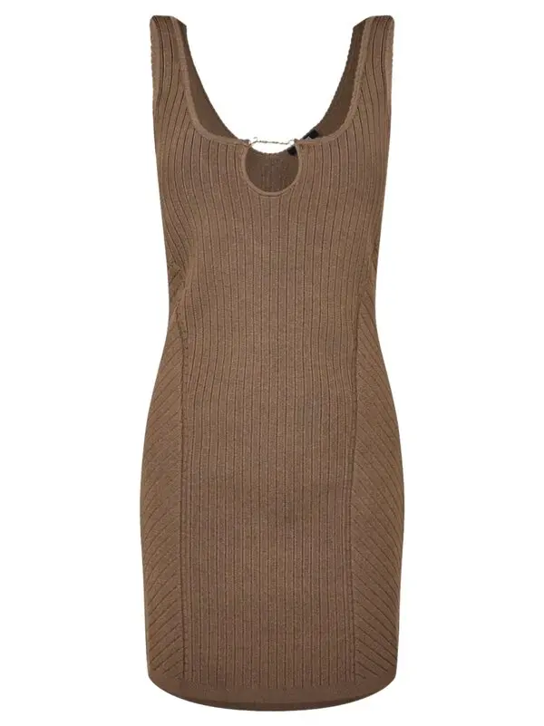 Jacquemus Ribbed Sleeveless Dress With Keyhole Detail - Brown