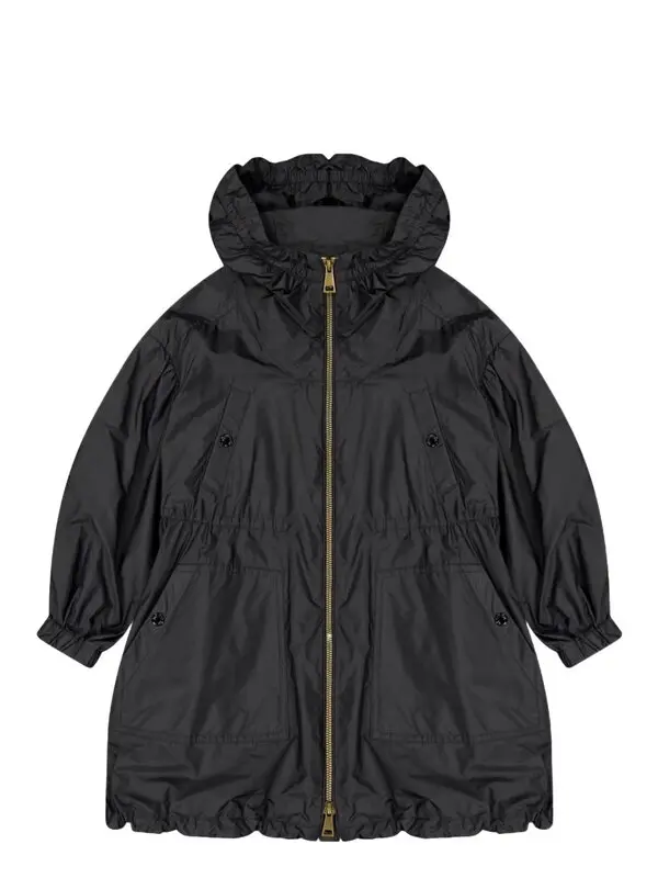 Moncler Logo Zip-up Parka - Black