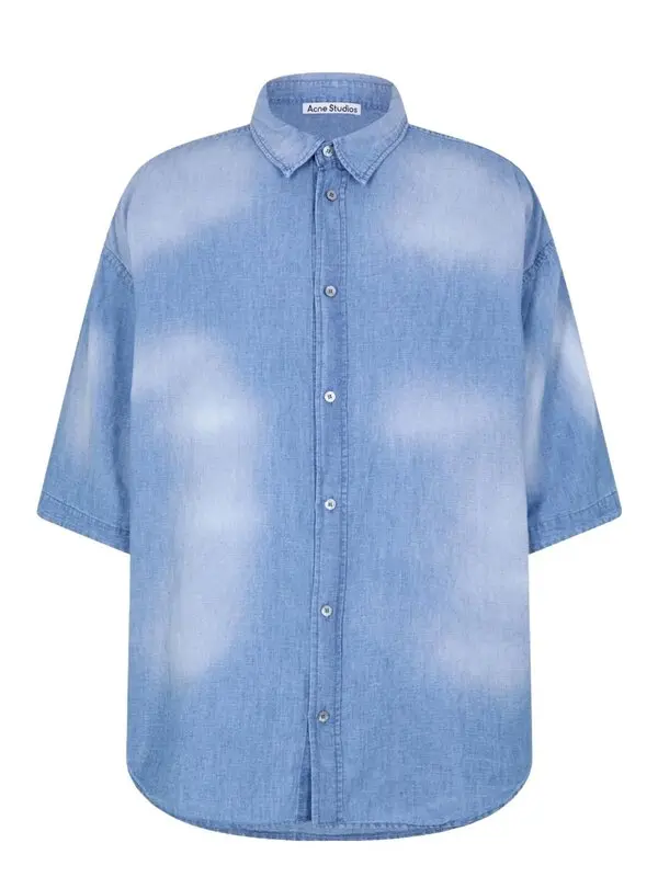 Acne Studios Logo Button Down Shirt - Blue
