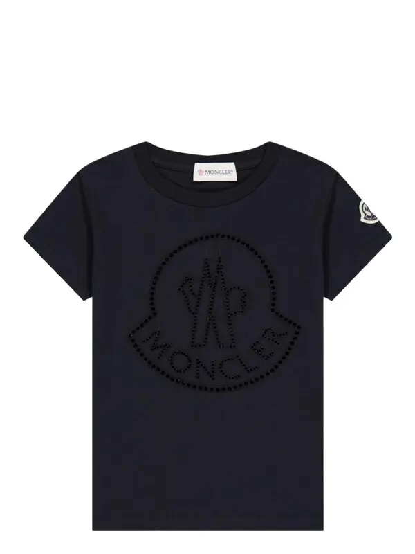 Moncler Logo Embellished Short Sleeve T-shirt - Black