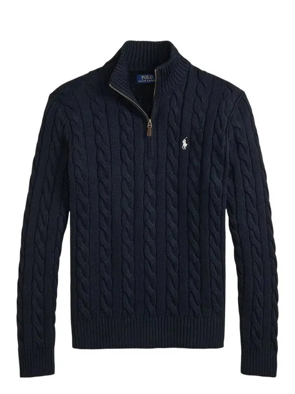 Polo Ralph Lauren Cable Knit Quarter-zip Sweater - Hunter Navy