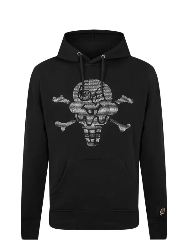 ICECREAM Long-sleeved Hooded Sweatshirt With Graphic Detail - Black