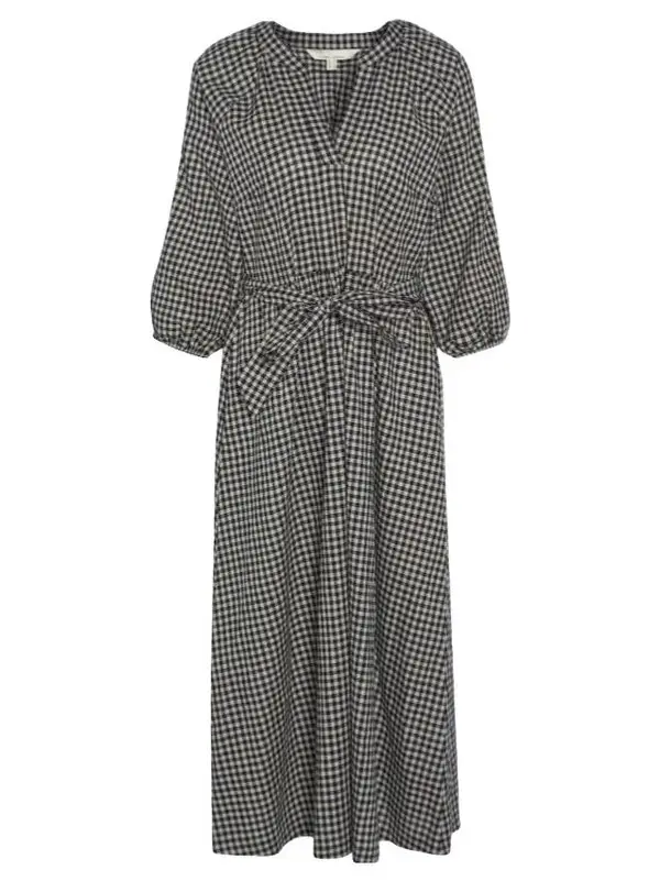 Barbour Long Sleeve Midi Dress With Gingham Checks - No