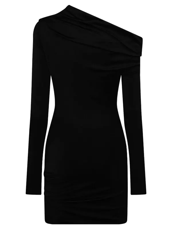 Alexander McQueen One-shoulder Gathered Mini Dress - Black