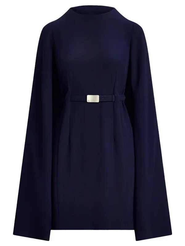 Ralph Lauren Rayzelle Dress With Cape Effect And Belted Waist - Black